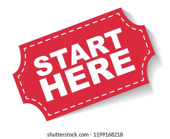 Red Vector Banner Start Here Stock Vector (Royalty Free) 1199168218 ...