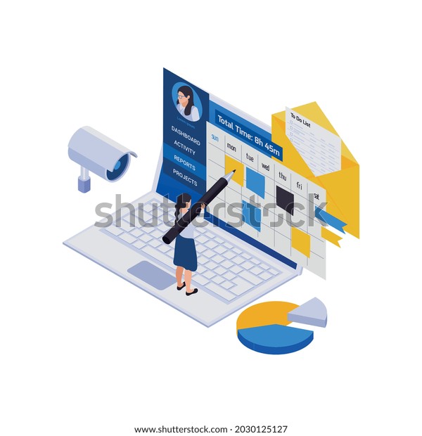 Remote Management Distant Work Isometric Icons Stock Vector (Royalty ...