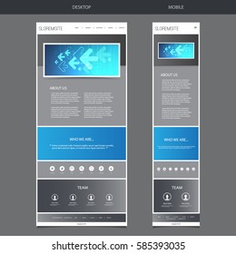Responsive One Page Website Template Blurred Stock Vector (Royalty Free ...