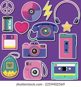 Collection Vintage Retro 1980s Style Items Stock Vector (Royalty Free ...