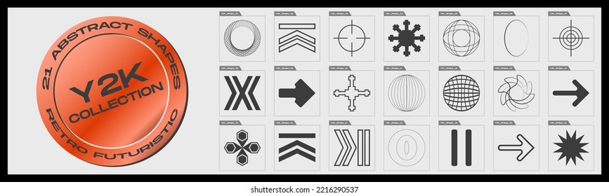Retrofuturistic Y2k Geometry Design Elements Collection Stock Vector (Royalty Free) 2216939145 ...