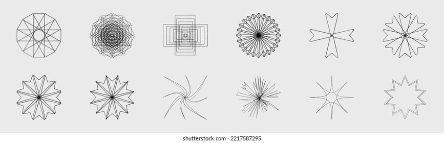 Retrofuturistic Y2k Geometry Design Elements Collection Stock Vector (Royalty Free) 2217587295 ...