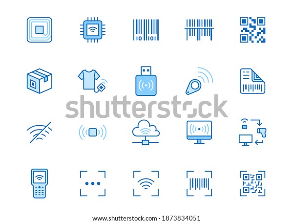 RFID, código qr, conjunto de iconos: vector de stock (libre de regalías ...