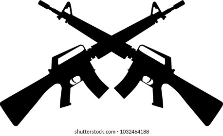 Crossed Assault Rifles On White Background Stock Vector (Royalty Free ...