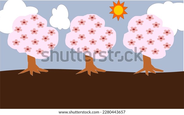 Road Lined Cherry Trees Stock Vector (Royalty Free) 2280443657 ...