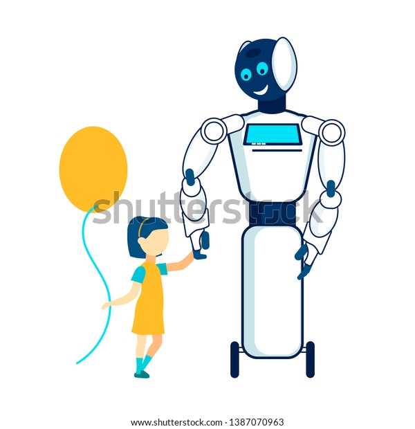 Robotic Friend Kid Flat Vector Illustration Stock Vector (Royalty Free ...