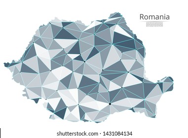 Romania Communication Network Map Vector Low: เวกเตอร์สต็อก (ปลอดค่า ...