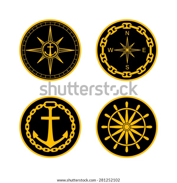Round Nautical Emblems Vector Set Naval Stock Vector (Royalty Free ...