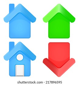 Rounded House 3d Icon Set Isolated Stock Vector (Royalty Free ...