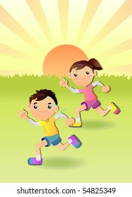 3,086 Sun Running Cartoon Images, Stock Photos, 3D objects, & Vectors ...