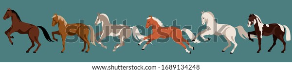 Running Horses Isolated Vector Elements Horse Stock Vector (Royalty ...