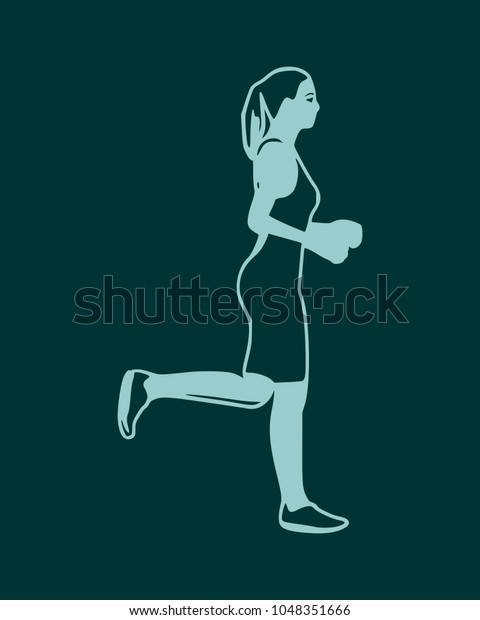 Running Woman Side View Silhouette Sport Stock Vector (Royalty Free ...