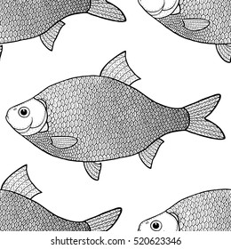 Fish Drawing Black White Outline Stock Vector (Royalty Free) 1888807000 ...