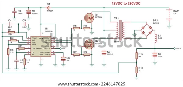 Schematic Diagram Electronic Device Vector Drawing Stock Vector ...