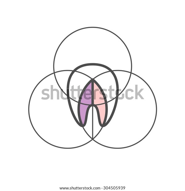 Schematic Tooth Drawed Intersection Three Circles Stock Vector (Royalty ...