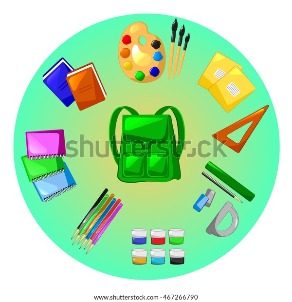 School Set Isolated Objects Vector Illustration Stock Vector (Royalty ...