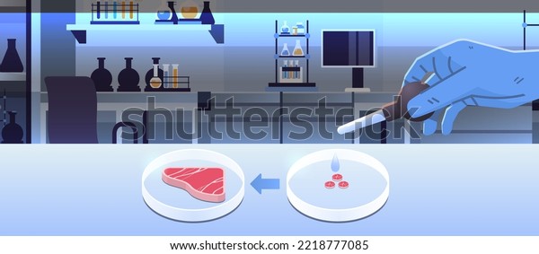 Scientist Adding Drop Liquid Flask Petri Stock Vector (Royalty Free ...