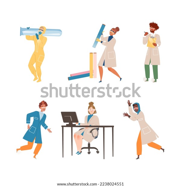 Scientists People Lab Workers Characters Set Stock Vector (Royalty Free ...