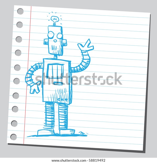 Scribble Funny Robot Stock Vector (Royalty Free) 58819492 | Shutterstock
