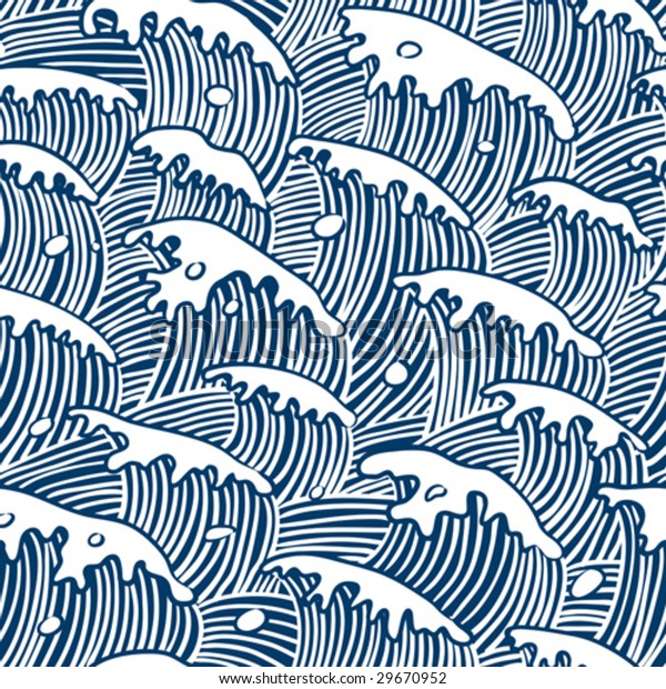 Sea Waves Vector Seamless Wallpaper Stock Vector (Royalty Free ...