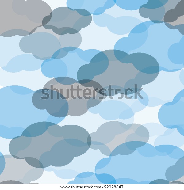 Seamless Blue Clouds Pattern Vector Stock Vector (Royalty Free ...