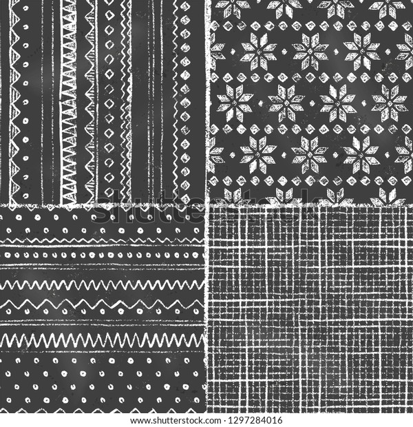 Seamless Chalk Knitting Patterns On Blackboard Stock Vector (Royalty ...