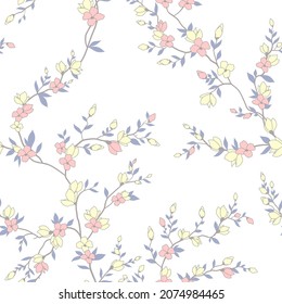 Seamless Pattern Flowering Branches Stock Vector (Royalty Free) 2074984465 | Shutterstock