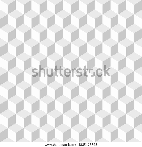 Seamless Pattern Isometric Grayscale Cube Geometric Stock Vector ...