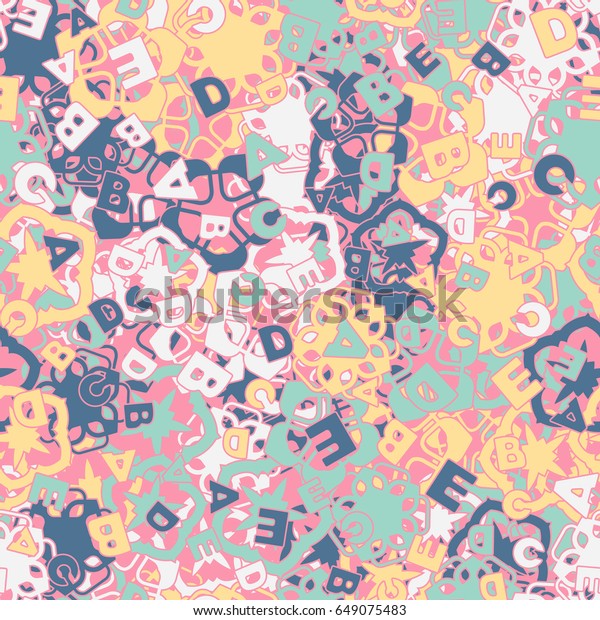 Seamless Pattern Letters Abcde Located Randomly Stock Vector (Royalty ...