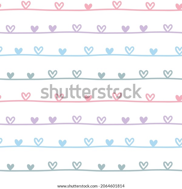 Seamless Pattern Pastel Heart Line Design Stock Vector (Royalty Free ...