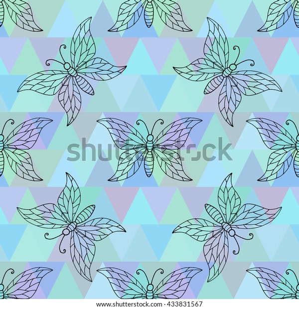 Seamless Polygon Backgrounds Set Hand Drawn Stock Vector (Royalty Free ...
