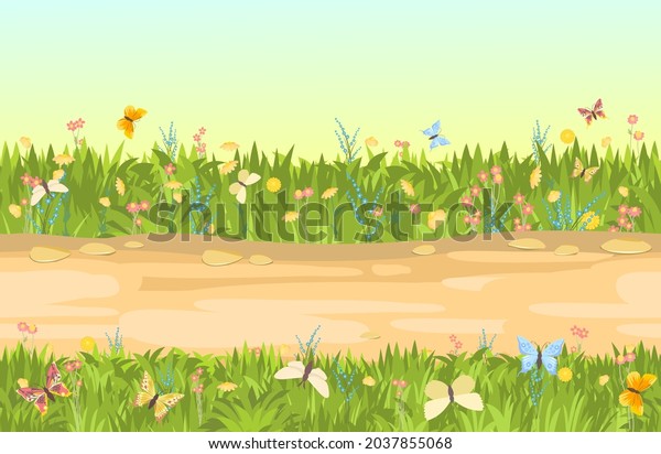 Seamless Sandy Road Horizontal Border Composition Stock Vector (Royalty ...