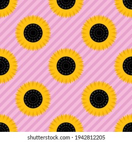 Bright Sunflowers On Checkered Background Vector Stock Vector (Royalty ...