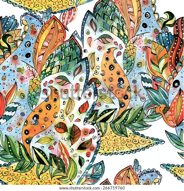 Seamless Texture Magic Pattern Watercolor Painting Stock Vector ...