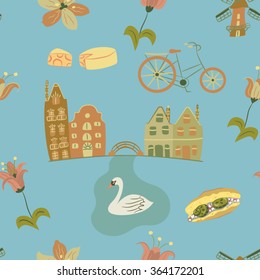 Seamless Vector Illustration Pattern Netherlands Culture Stock Vector ...
