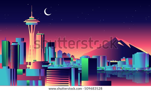 Seattle Skyline Cartoon