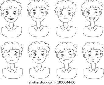 Series Boy Sketches Different Emotions Hand Stock Vector (Royalty Free ...