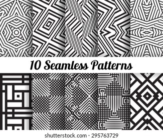 Set Abstract Geometric Patterns Seamless Vector Stock Vector (Royalty ...