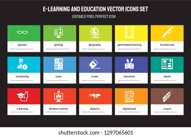 Set 15 Flat E-learning Education Icons Stock Vector (Royalty Free ...