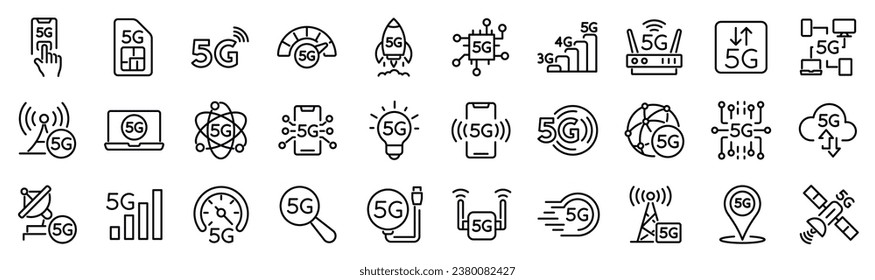 Set 30 Outline Icons Related 5g Stock Vector (Royalty Free) 2380082427 ...