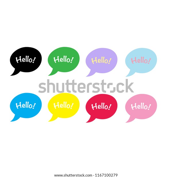 Set 8 Hello Chat Bubbles Stock Vector (Royalty Free) 1167100279 ...