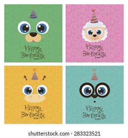 Set Backgrounds Text Faces Different Animals Stock Vector (Royalty Free ...