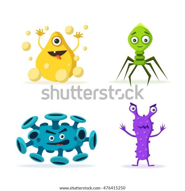 Set Bacteria Characters Cartoon Vector Illustration Stock Vector ...