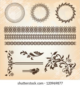 Set Ornate Page Decor Elements Borders Stock Vector (Royalty Free ...