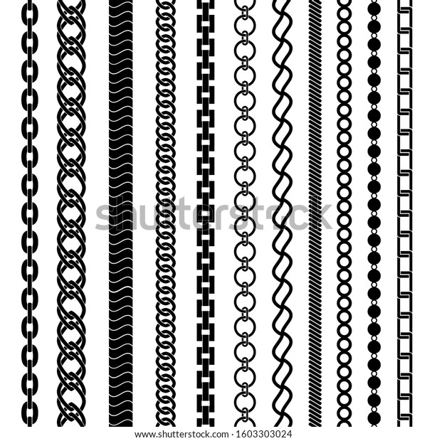Set Black Vertical Chains Vector Illustration Stock Vector (Royalty ...