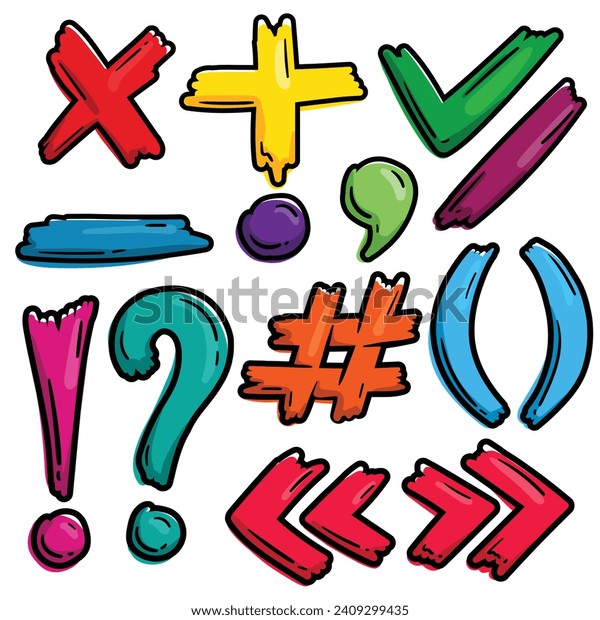 Set Bright Cartoon Punctuation Marks Symbols Stock Vector (Royalty Free ...