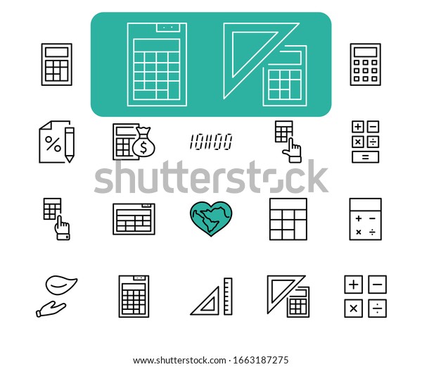 Set Calculation Vector Line Icons Contains Stock Vector (Royalty Free ...
