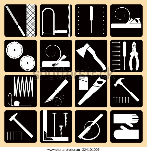 Set Carpentry Tools Labels Design Elements Stock Vector (Royalty Free ...