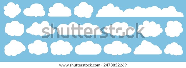 Set Cartoon Cloud Flat Design White Stock Vector (Royalty Free) 2473852269 | Shutterstock