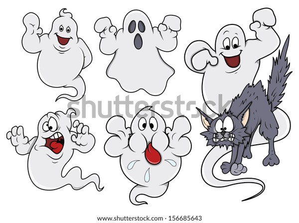 Set Cartoon Ghosts Vector Illustration Stock Vector (Royalty Free ...